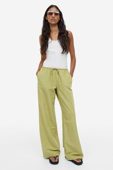 ซื้อ กางเกงผ้าลินินผสม สี ออนไลน์ สำหรับผู้หญิง | H&M Thailand