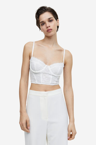 Lace Detail Mesh Bustier Top