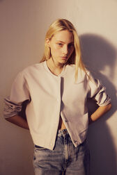 Bomber-style jersey cardigan