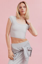 Cropped ribbed T-shirt