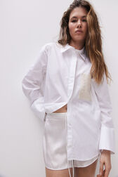 Open-back poplin shirt