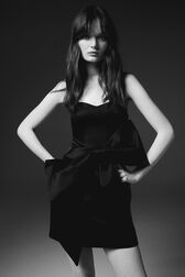 Bow-front satin bandeau dress