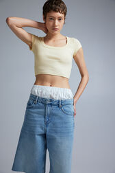 Cropped ribbed T-shirt