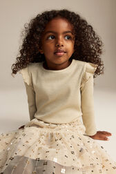 Frill-trimmed ribbed top