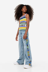 Printed Wide Leg Jeans