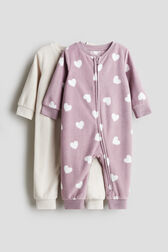 2-pack fleece zip-up sleepsuits