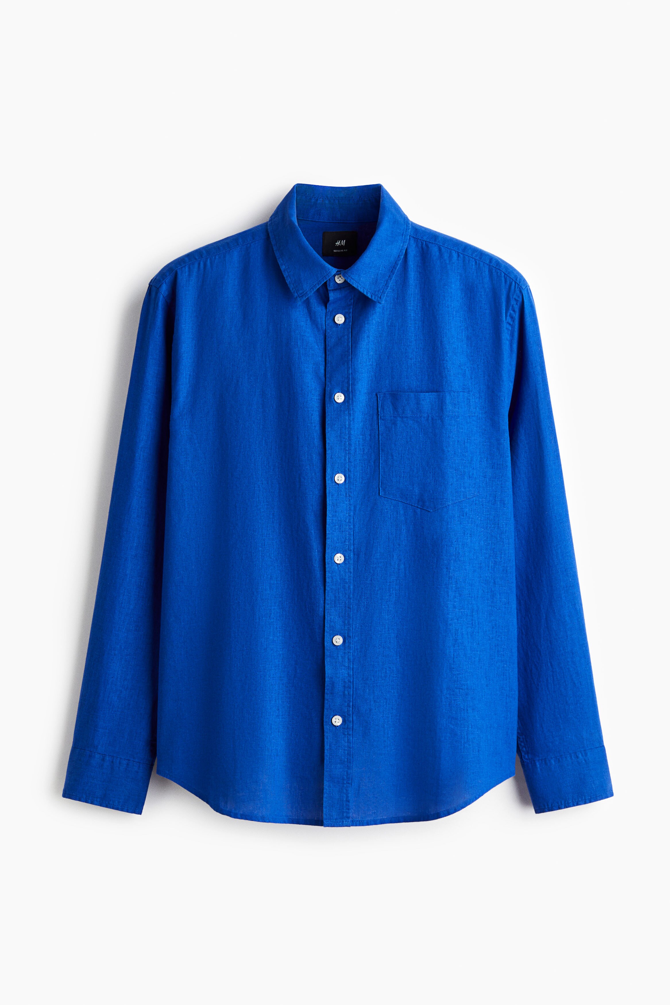 Kemeja Regular Fit campuran Linen