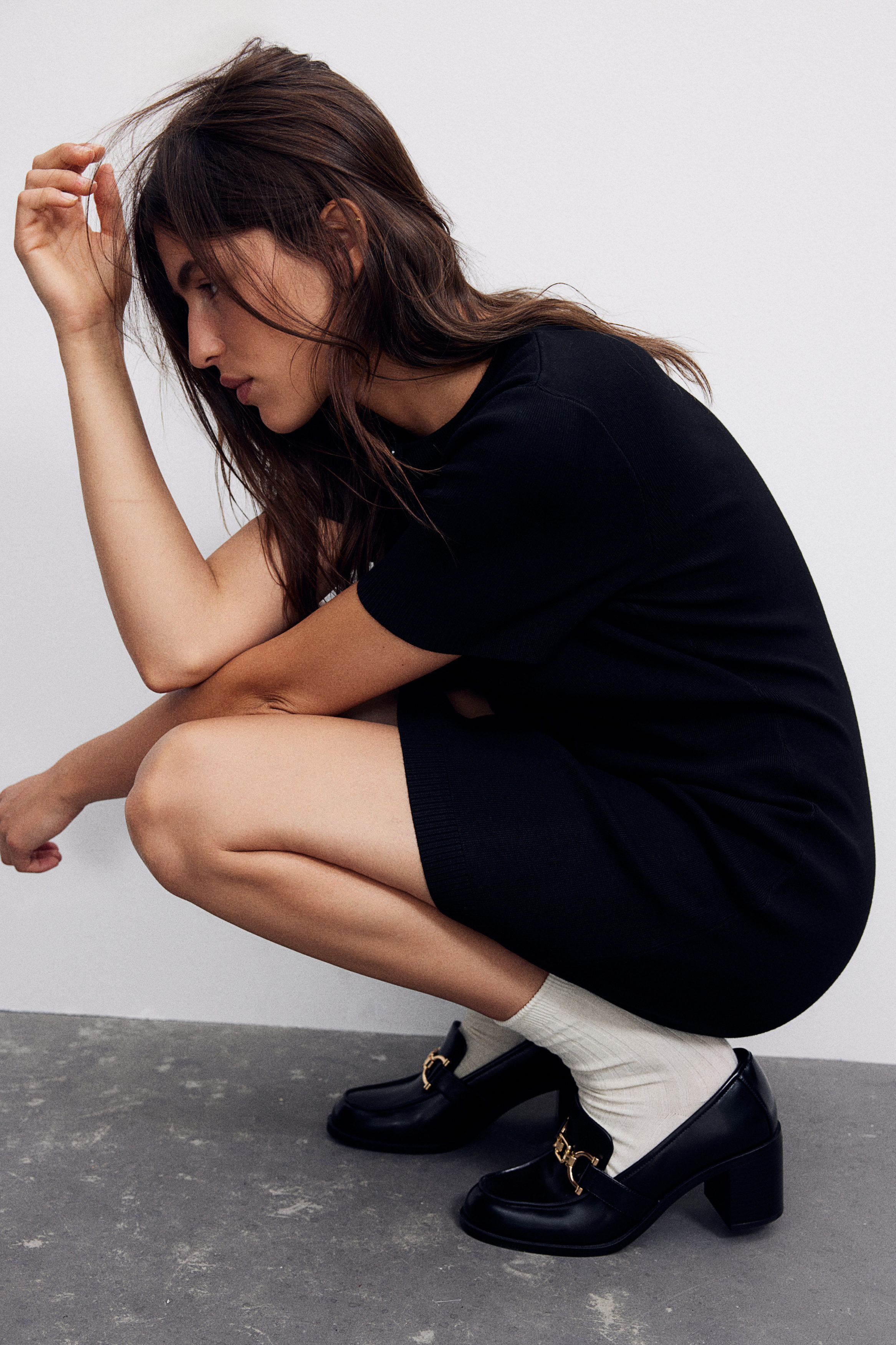 Knitted button-front dress