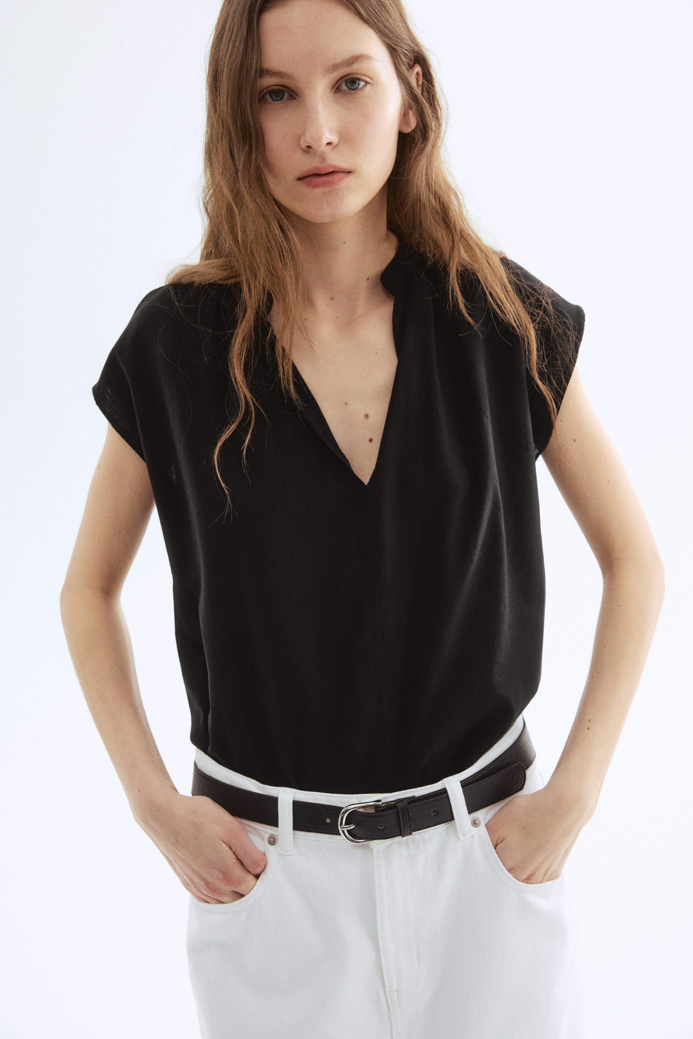 Band-collar blouse