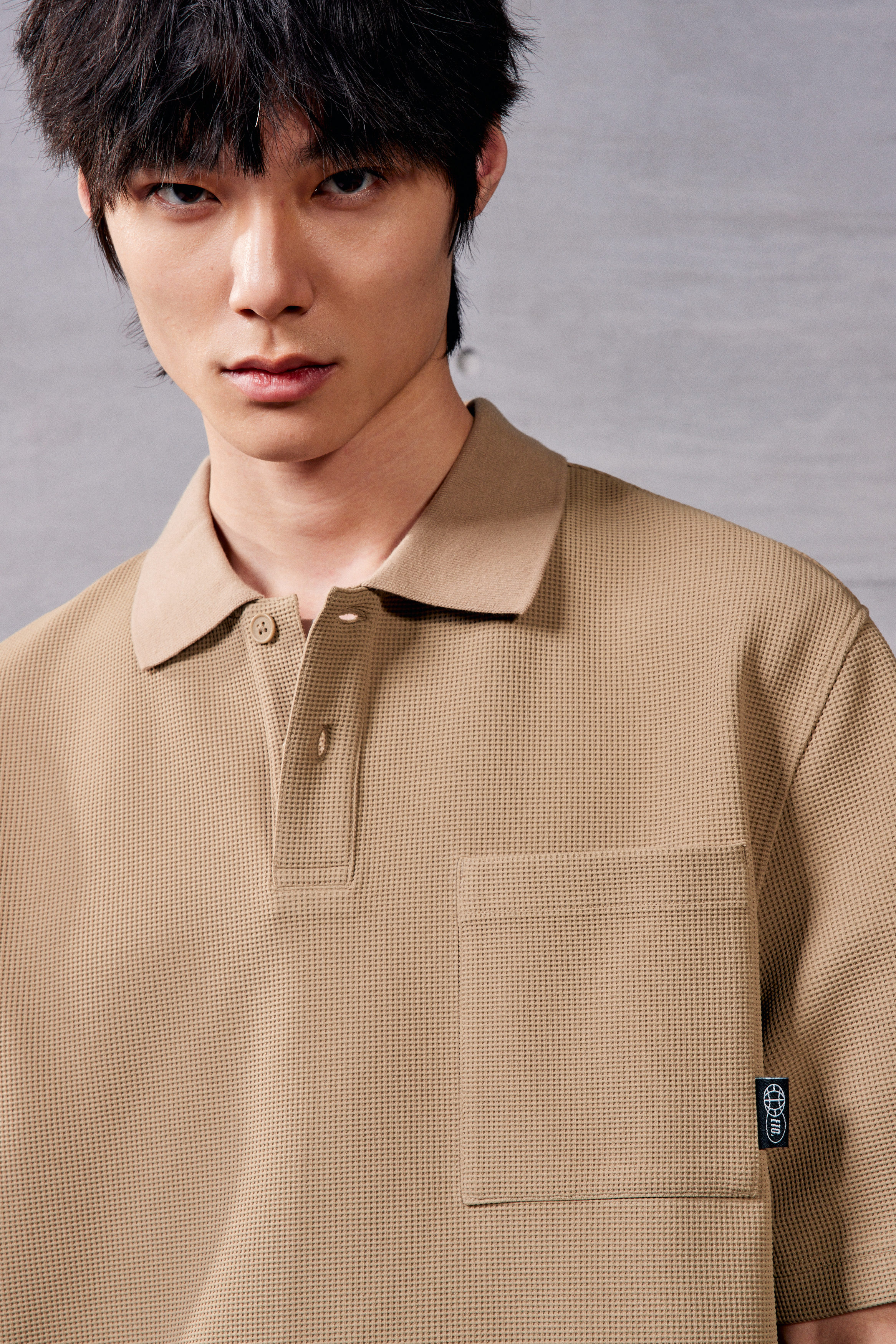 Loose Fit Waffled polo shirt